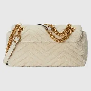 Gucci Gg Marmont Medium Shoulder Bag - Off White Shearling