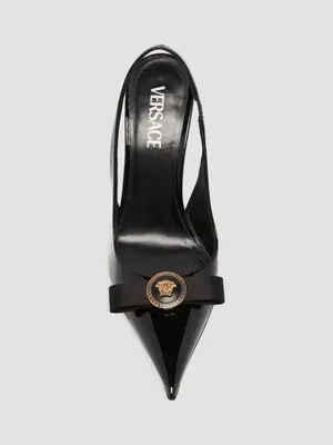 Versace 110mm Patent Leather Slingback Pumps