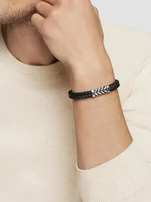 David Yurman Chevron Bracelet In Rubber - Black