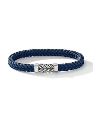 David Yurman Chevron Bracelet In Rubber - Blue