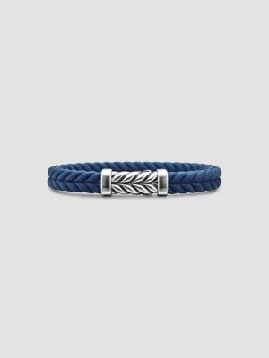 David Yurman Chevron Bracelet In Brown Rubber Blue