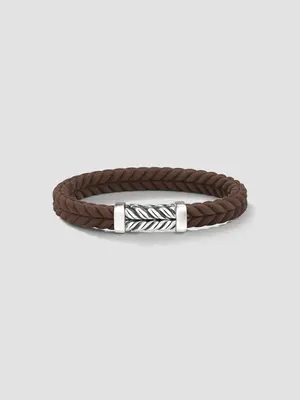 David Yurman Chevron Bracelet In Rubber - Brown