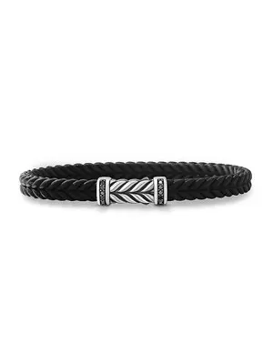 David Yurman Chevron Bracelet In Rubber - Silver