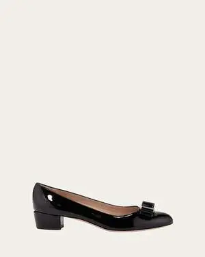 FERRAGAMO Vara Bow Leather Low Pumps - Nero