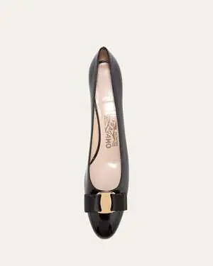 FERRAGAMO Vara Bow Leather Low Pumps - Nero