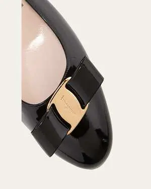 FERRAGAMO Vara Bow Leather Low Pumps - Nero