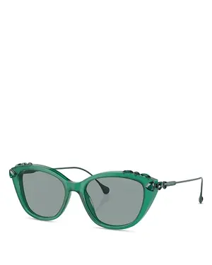 SWAROVSKI Cat Eye Sunglasses - Green/green Solid
