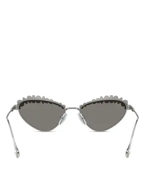 SWAROVSKI Embellished Oval Sunglasses - Silver/gray Mirrored Solid