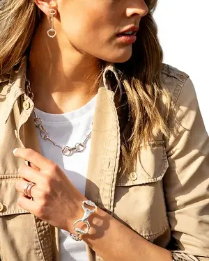 CAPUCINE DE WULF Equestrian Snaffle Bit Drop Earrings In 18k Plated