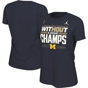 JORDAN BRAND Michigan Wolverines College Football Playoff 2023 National Champions Locker Room T-shirt - Navy