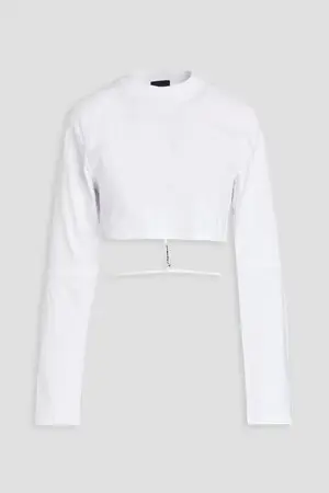 Jacquemus Pino Cropped Embellished Cotton-Jersey Top - White