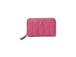 COACH Small Zip Around Card Case Wallet Handbags Black Pink
