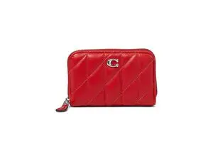 COACH Small Zip Around Card Case Wallet Handbags Black Red