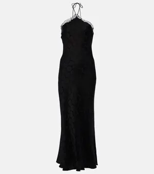 Stella McCartney Floral Jacquard Lace Midi Dress - Black