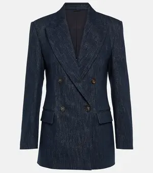 Brunello Cucinelli Metallic Cotton-blend Blazer - Silver