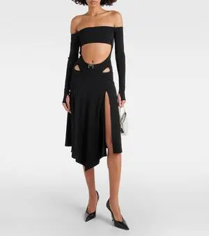 MUGLER Asymmetric Logo Midi Skirt