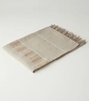 Brunello Cucinelli Fringed Linen-blend Lamé Throw - Beige