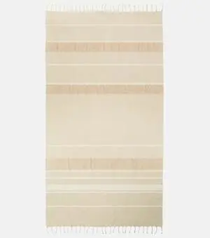Brunello Cucinelli Fringed Linen-blend Lamé Throw White