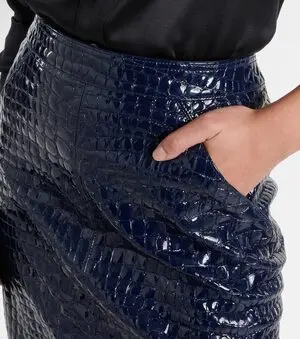 TOM FORD Croc-effect Leather Midi Skirt - Blue