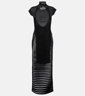 Alaïa Striped Crêpe-paneled Gown