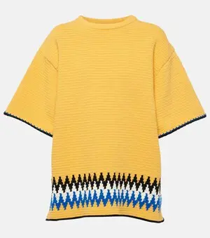 JIL SANDER Jacquard-trimmed Cotton Jersey T-shirt - Black