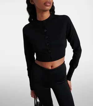 Alaïa Cropped Wool-blend Cardigan - Black