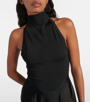 Alaïa Jersey And Mesh Minidress - Black