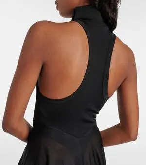 Alaïa Jersey And Mesh Minidress - Black