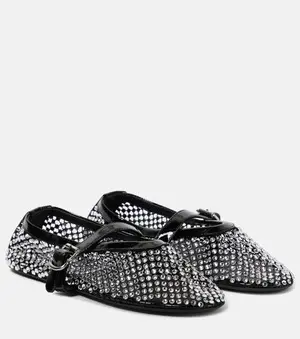Alaïa Embellished Fishnet Ballet Flats