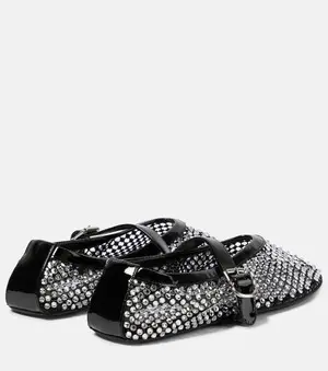 Alaïa Embellished Fishnet Ballet Flats
