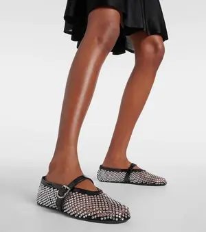 Alaïa Embellished Fishnet Ballet Flats