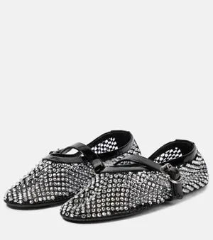 Alaïa Embellished Fishnet Ballet Flats