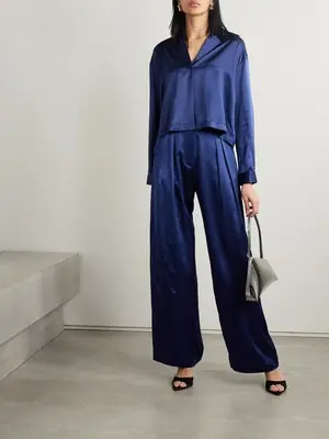 Michael Lo Sordo Cropped Silk-satin Shirt
