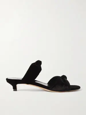 Le Monde Beryl Knot Velvet Mules - Black