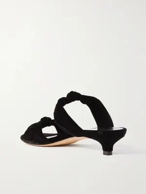 Le Monde Beryl Knot Velvet Mules - Black