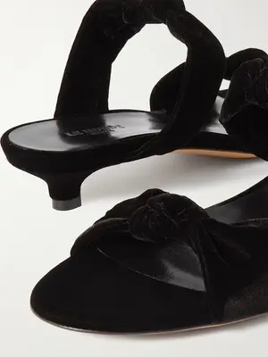 Le Monde Beryl Knot Velvet Mules - Black