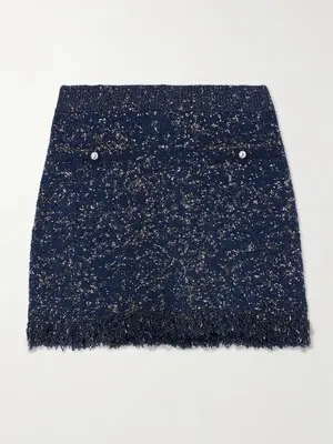 Rabanne Frayed Metallic Bouclé Mini Skirt