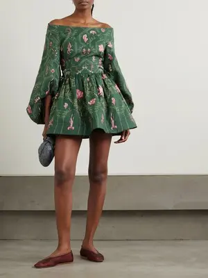 Agua Bendita Duria Floral-print Linen Top - Green