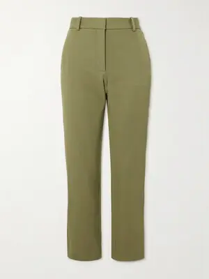 JOSEPH Cropped Gabardine Straight-leg Pants - Green