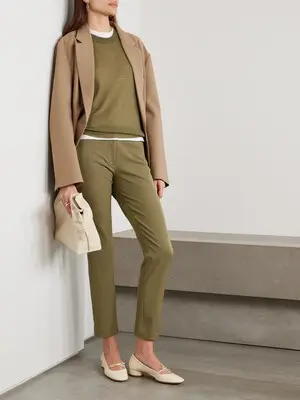 JOSEPH Cropped Gabardine Straight-leg Pants - Green