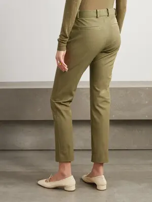 JOSEPH Cropped Gabardine Straight-leg Pants - Green