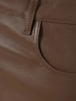JOSEPH Duke Cropped Flare Leather Pants - Brown