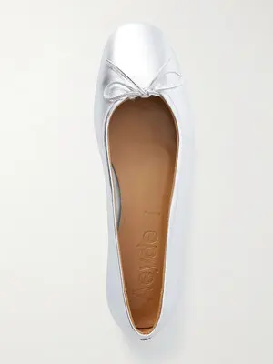 AeydĒ Delfina Metallic Leather Ballet Flats - Silver