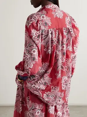Etro Pintucked Floral-print Cotton And Silk-blend Voile Blouse - Pink