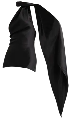BEARE PARK Asymmetric Draped Silk-satin Halterneck Tank