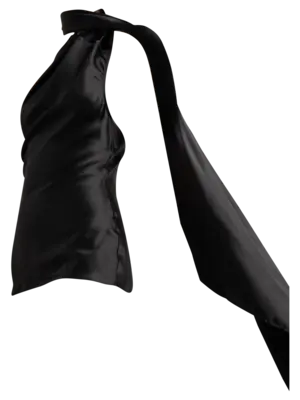BEARE PARK Asymmetric Draped Silk-satin Halterneck Tank