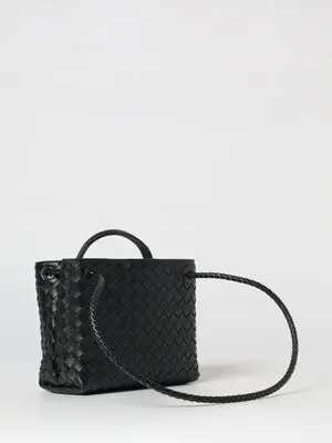 Bottega Veneta Woven Handbag With Gold Tone Hardware - Black