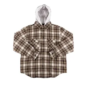 Supreme Hooded Flannel Zip Up Shirt - Brown