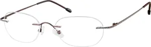 Zenni Lightweight Oval Rimless Titanium Frame Eyeglasses - Brown