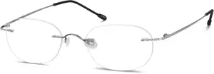 Zenni Lightweight Oval Rimless Titanium Frame Eyeglasses - Gray
